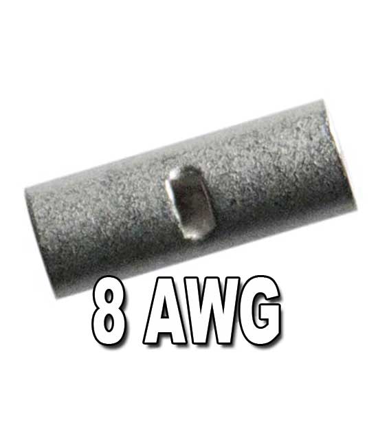8 AWG HD Non-Insulated Butt Connector, Seamless, Tin Plated Copper